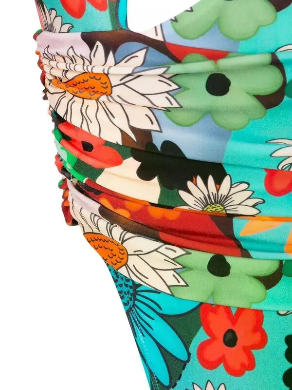 AMIR SLAMA Floral-print One-shoulder Swimsuit