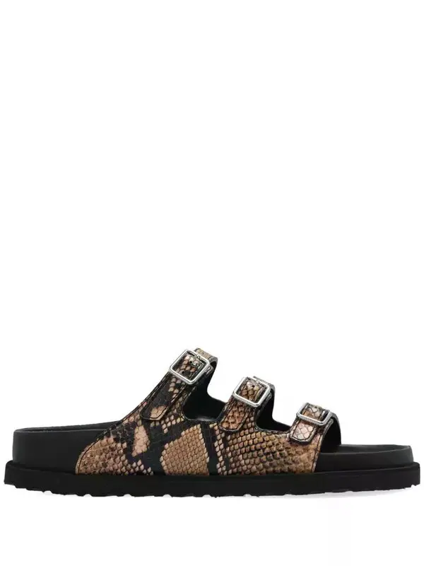 BIRKENSTOCK Florida Snakeskin Slides - Neutrals