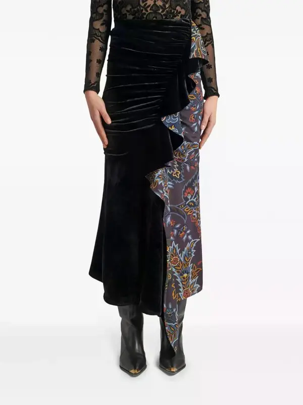 Etro Asymmetric Paisley-print Midi Skirt