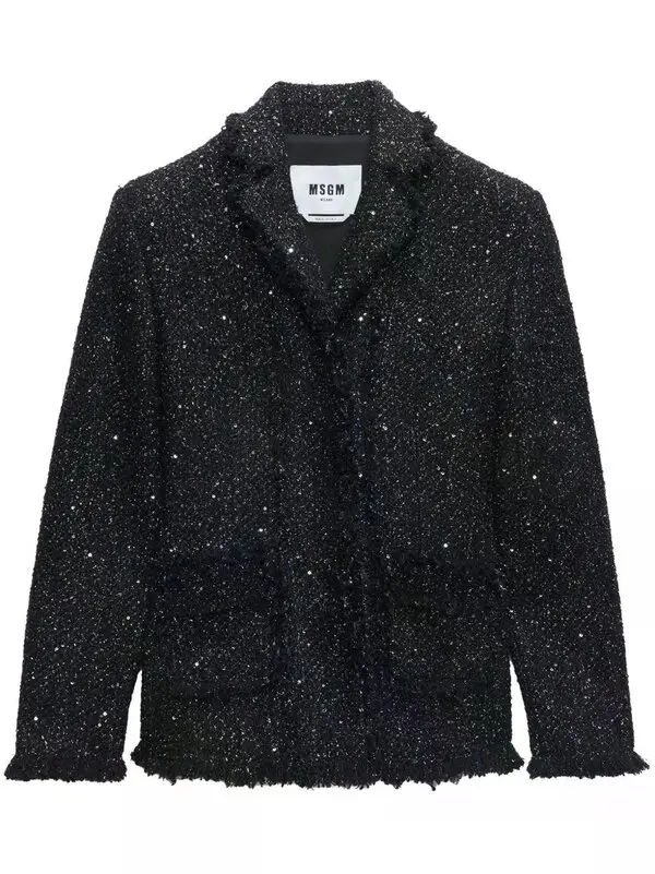 MSGM Single-breasted Bouclé Blazer