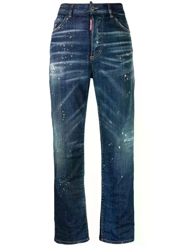 Dsquared2 Paint-splatter Straight-leg Jeans