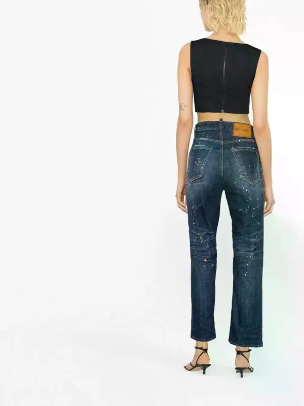 Dsquared2 Paint-splatter Straight-leg Jeans