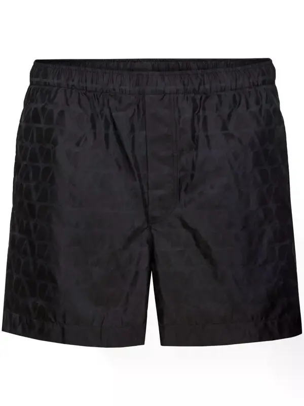 Valentino Garavani Optical V Elasticated-waist Swim Shorts - Blue