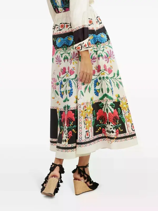 La DoubleJ Piazza Placée-print Midi Skirt - Neutrals