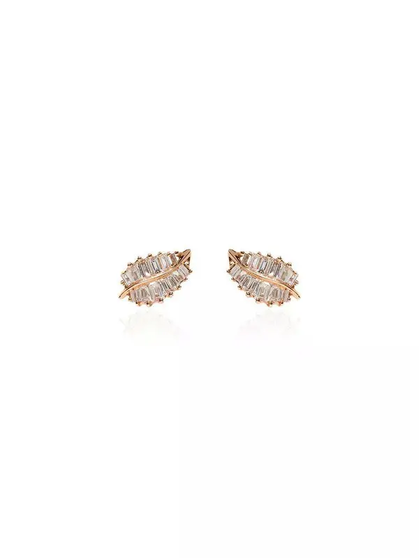 ANITA KO 18k Rose Palm Leaf Diamond Earrings - Gold