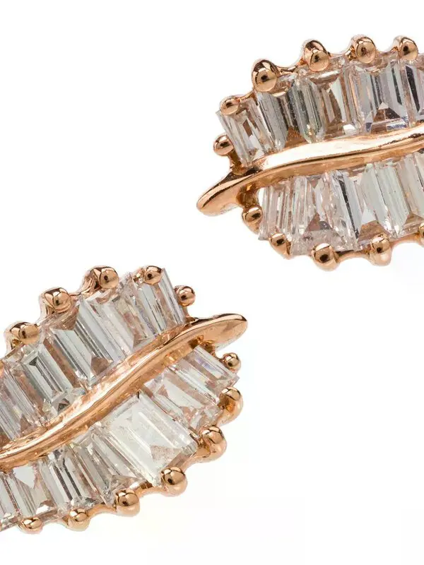 ANITA KO 18k Rose Palm Leaf Diamond Earrings
