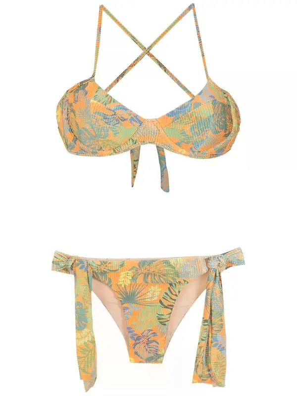 AMIR SLAMA Palm Leaf Print Bikini
