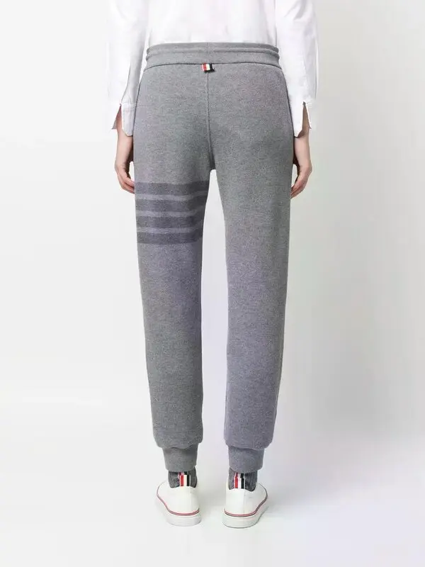 Thom Browne Knitted Track Pants With Side Stripes - Grey
