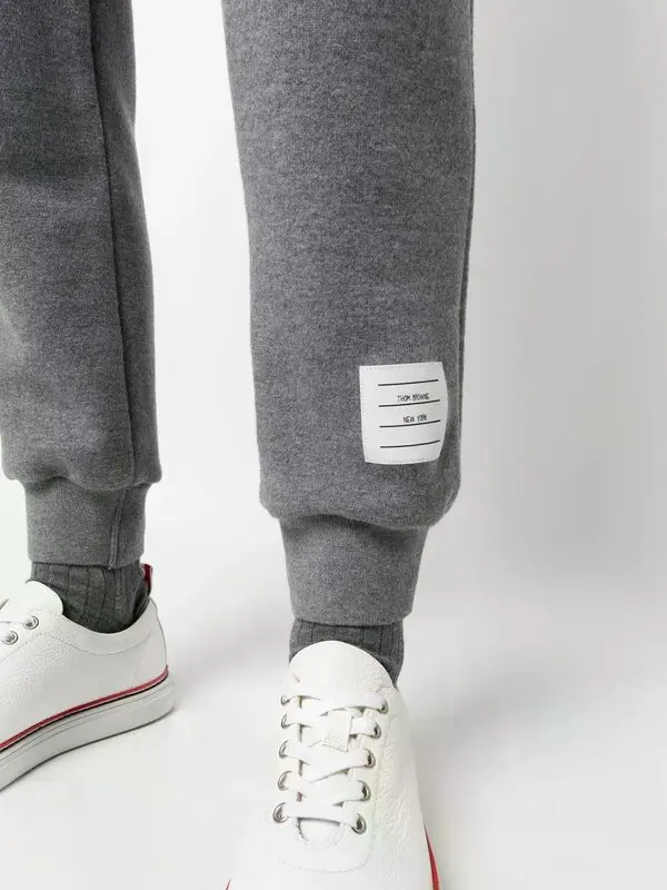 Thom Browne Knitted Track Pants With Side Stripes - Grey