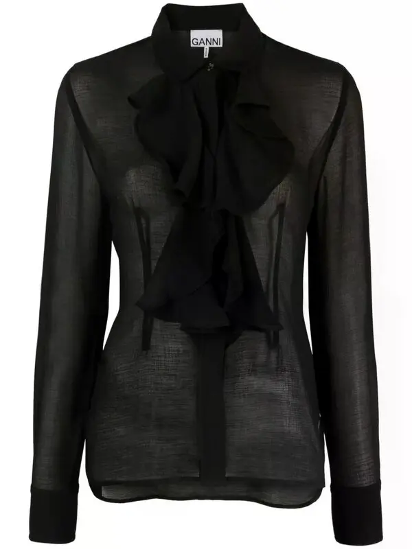 GANNI Ruffled Chiffon Shirt