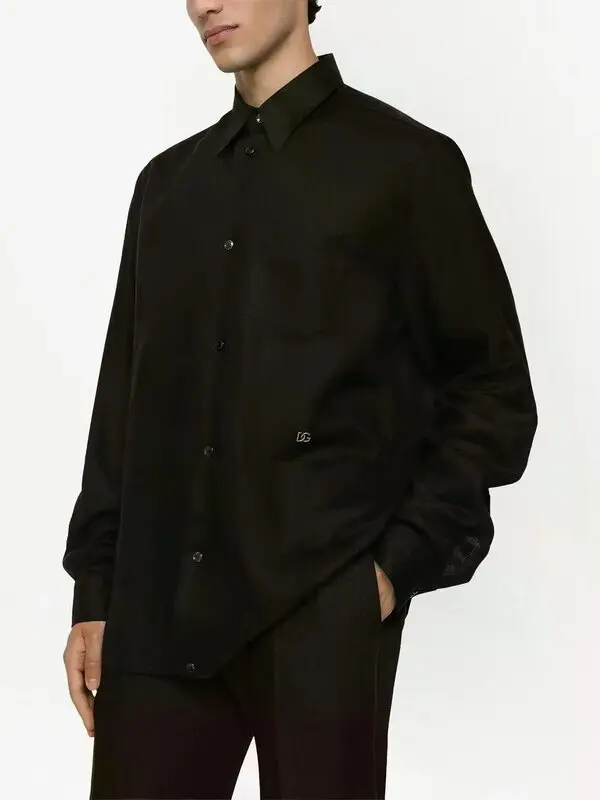 Dolce & Gabbana Logo-tag Linen Shirt