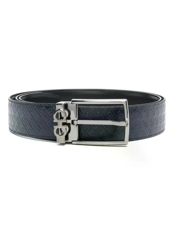 FERRAGAMO Gancini Reversible Belt - Blue