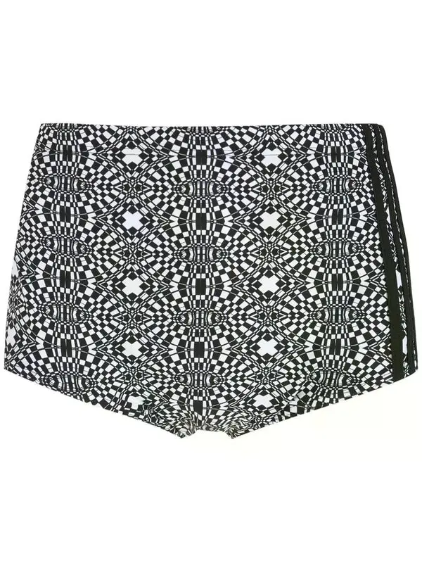 AMIR SLAMA Striped Geometric Print Swimming Trunks - Black