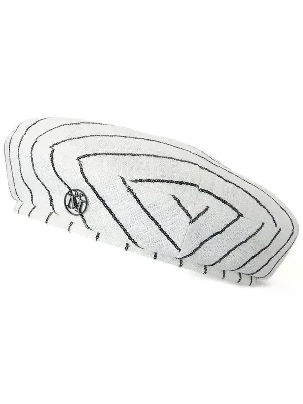 MAISON MICHEL Billy Sequin-embellished Beret - White