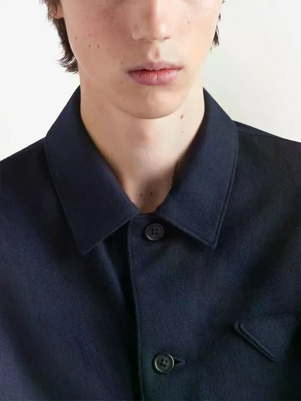 Prada Triangle-logo Wool-blend Shirt