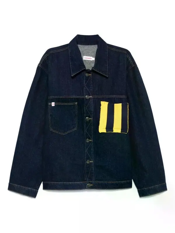 CHARLES JEFFREY Knitted-patch Denim Jacket