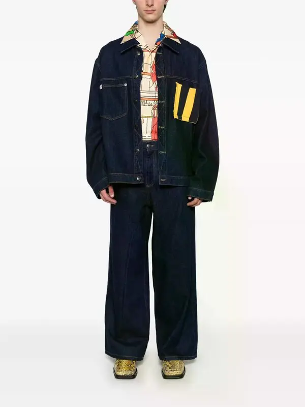 CHARLES JEFFREY Knitted-patch Denim Jacket