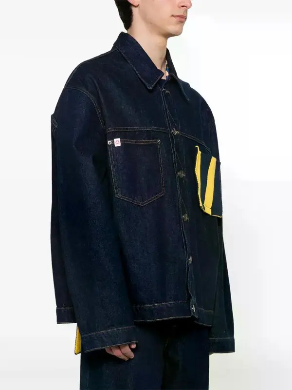 CHARLES JEFFREY Knitted-patch Denim Jacket