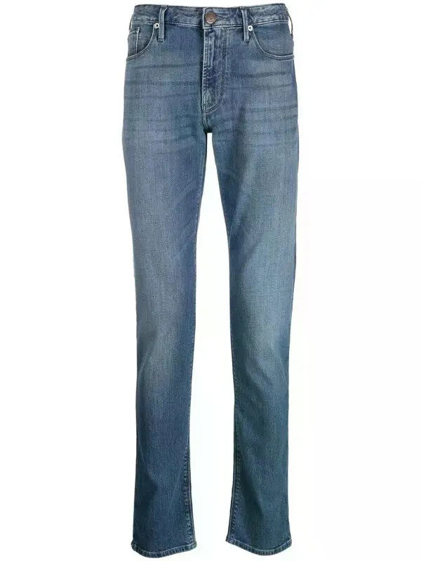 Emporio Armani Mid-rise Slim-fit Jeans - Blue
