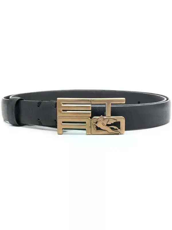 Etro Logo-buckle Leather Belt - Black