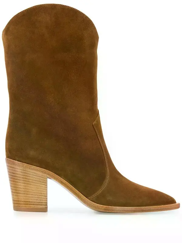 GIANVITO ROSSI Leather Cowboy Boots With Wooden Heel