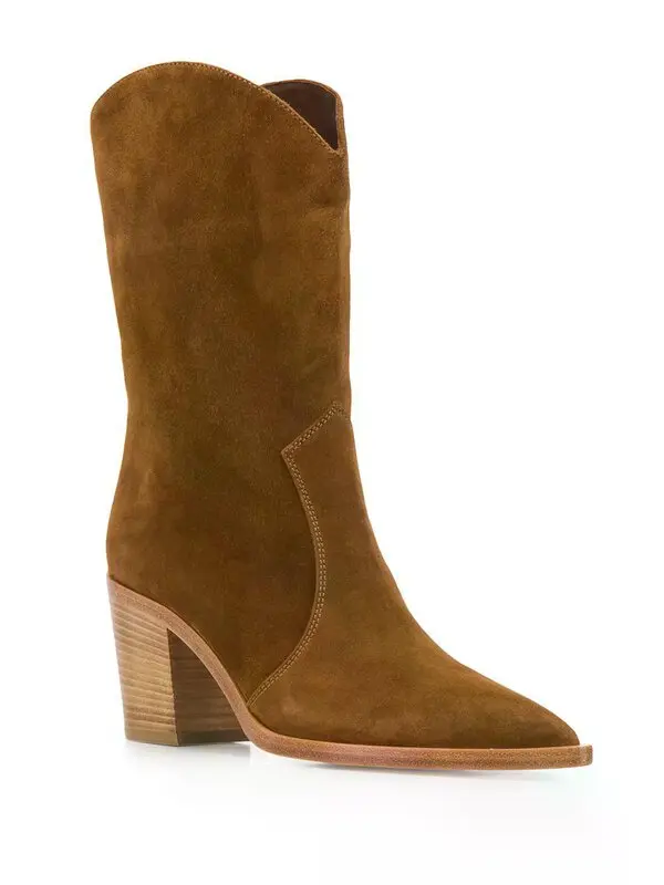 GIANVITO ROSSI Leather Cowboy Boots With Wooden Heel