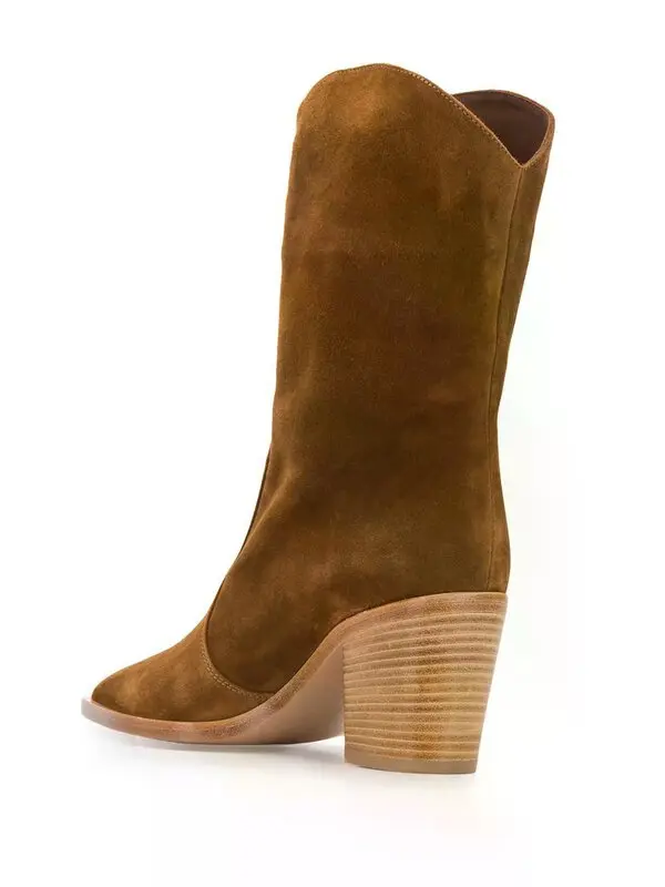 GIANVITO ROSSI Leather Cowboy Boots With Wooden Heel
