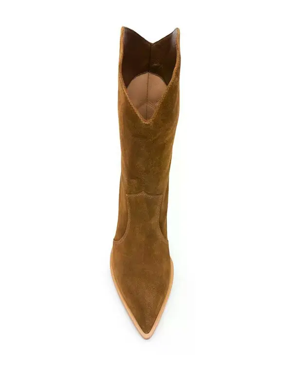GIANVITO ROSSI Leather Cowboy Boots With Wooden Heel