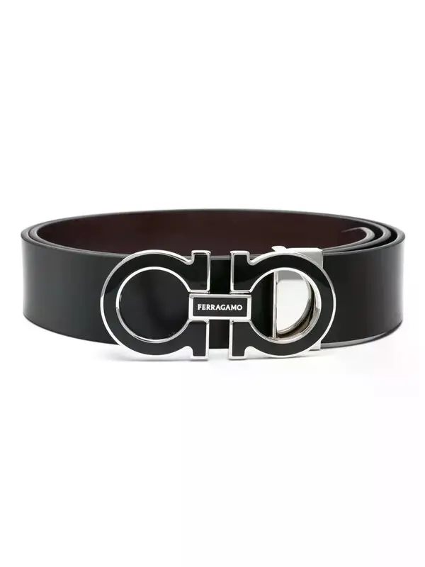 FERRAGAMO Logo-buckle Leather Belt - Black