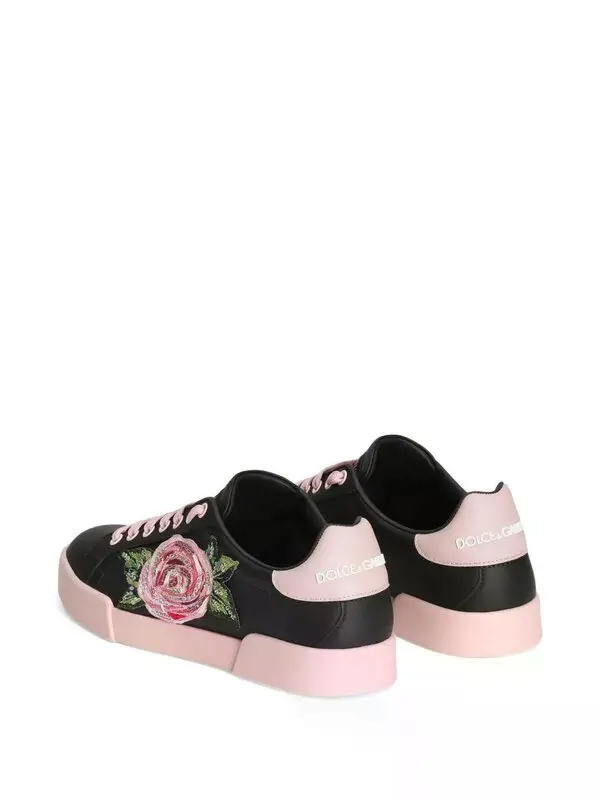 Dolce & Gabbana Floral-print Sneakers - Black