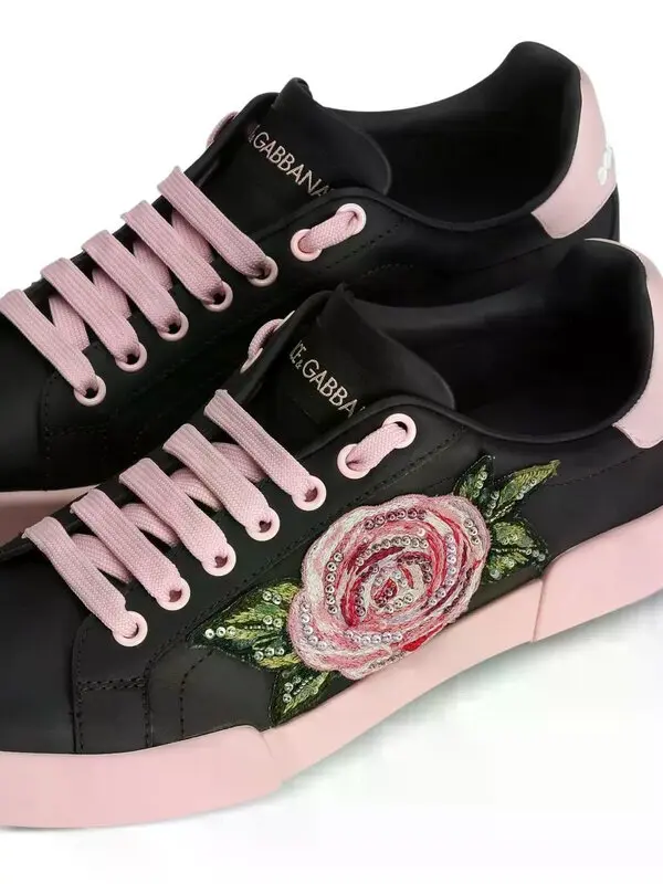 Dolce & Gabbana Floral-print Sneakers - Black