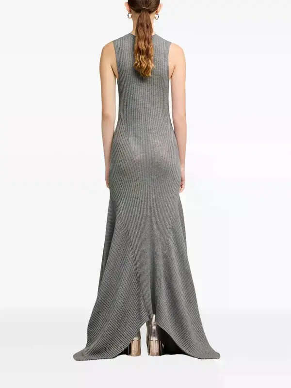 AMI Paris Asymmetric Ribbed-knit Wool Dress