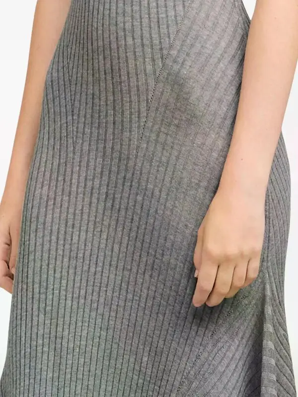 AMI Paris Asymmetric Ribbed-knit Wool Dress