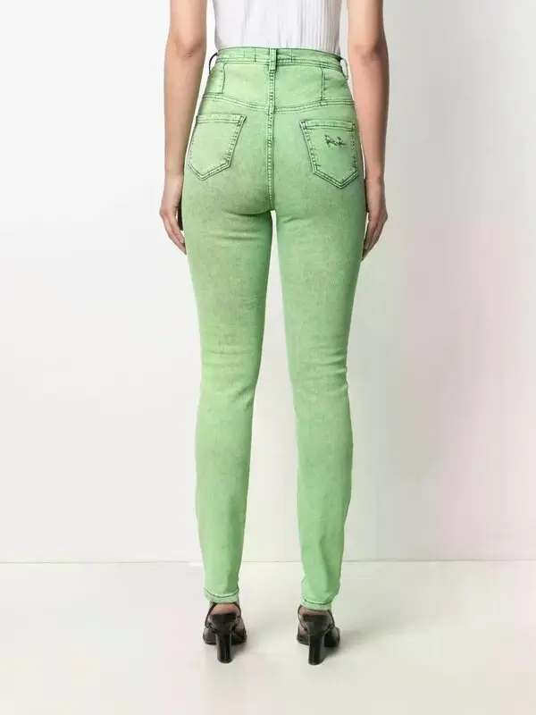 Philipp Plein High-waisted Acid Wash Jeggings - Green