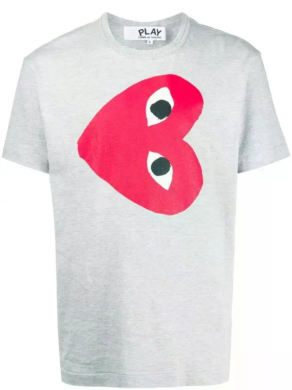 Play Comme Des Garcon Heart Print Crew Neck T-shirt