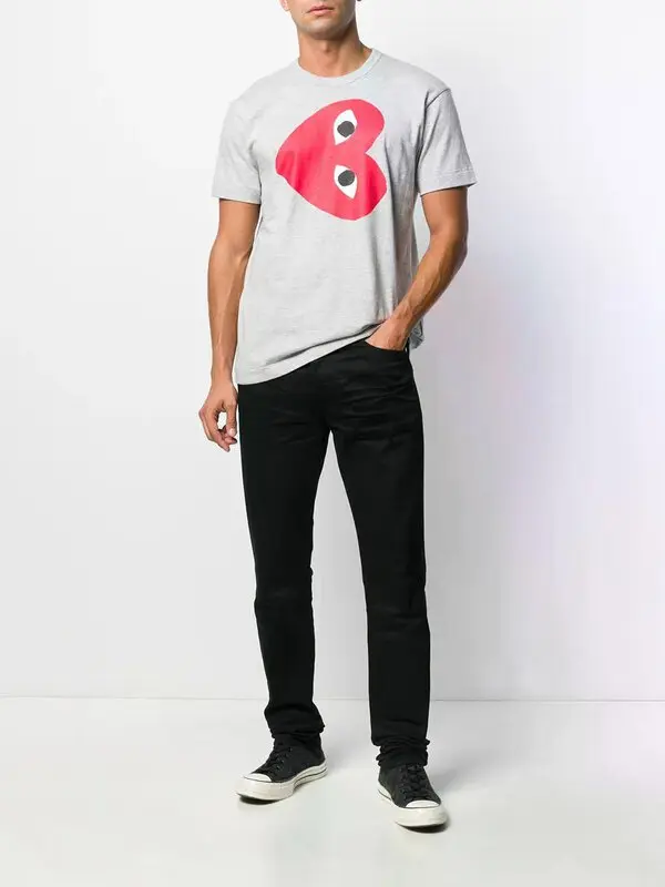 Play Comme Des Garcon Heart Print Crew Neck T-shirt
