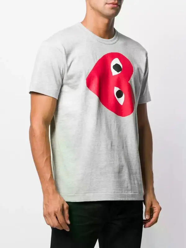 Play Comme Des Garcon Heart Print Crew Neck T-shirt