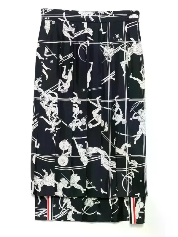 Thom Browne Below-knee Dropped-back Pleated Skirt - Blue