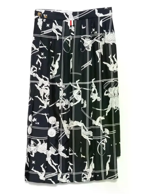 Thom Browne Below-knee Dropped-back Pleated Skirt