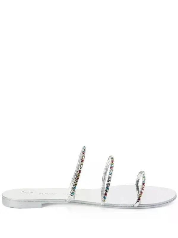 GIUSEPPE ZANOTTI Crystal-embellished Leather Slides