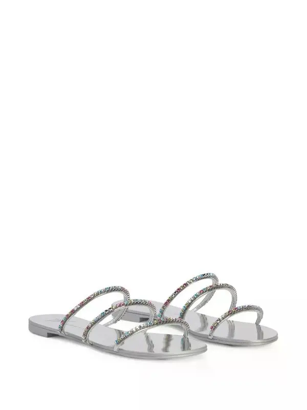 GIUSEPPE ZANOTTI Crystal-embellished Leather Slides