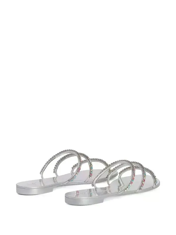 GIUSEPPE ZANOTTI Crystal-embellished Leather Slides