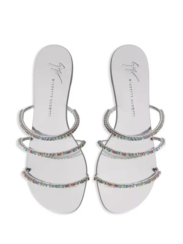 GIUSEPPE ZANOTTI Crystal-embellished Leather Slides