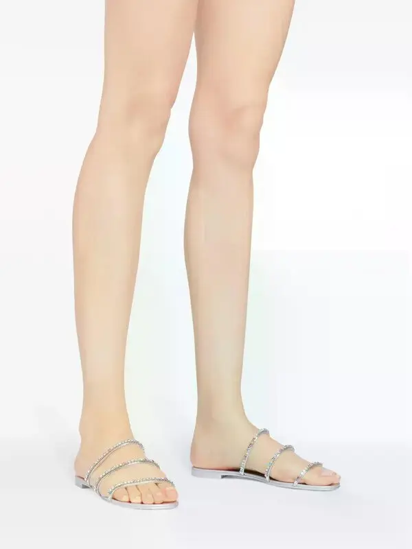 GIUSEPPE ZANOTTI Crystal-embellished Leather Slides