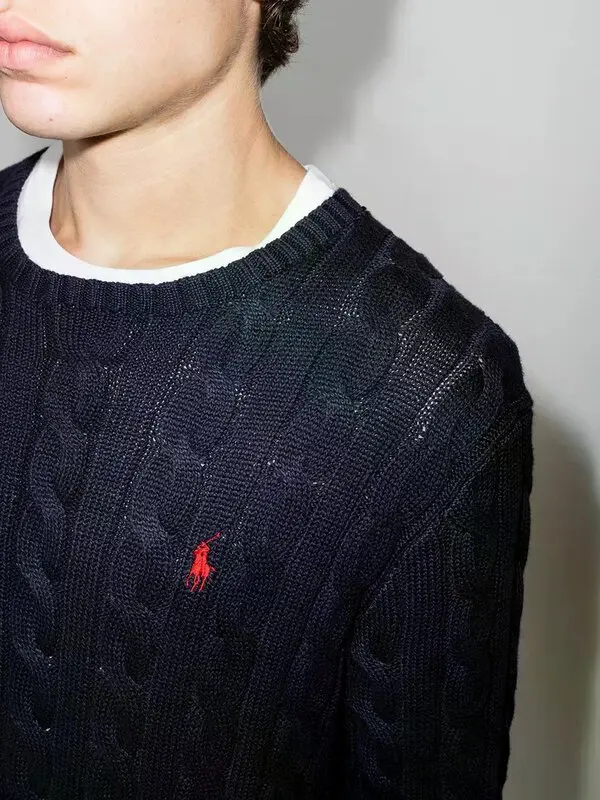 Polo Ralph Lauren Cable-knit Jumper With Embroidered Pony - Black