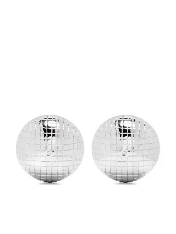 Yvonne Léon 9kt White Gold Disco Ball Stud Earrings - Silver