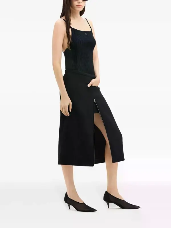 COURREGES Heritage Crepe-texture Midi Skirt