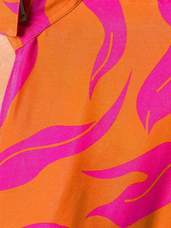 Off-White Leaf Print Plunge Dress