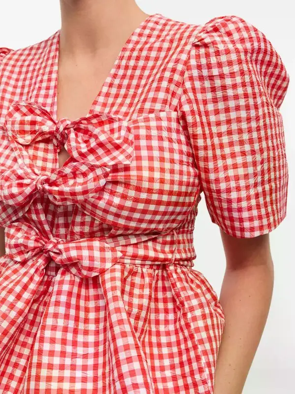 GANNI Checked Peplum Blouse