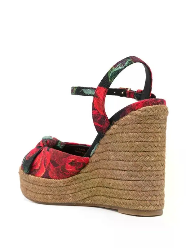 Dolce & Gabbana 90mm Lolita Floral Wedge Sandals